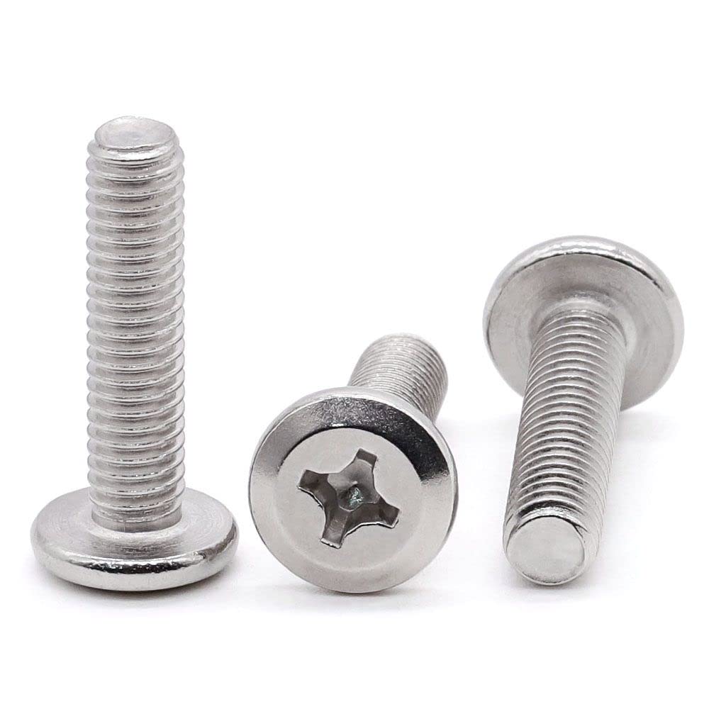 Glvaner (25 pcs) M6-1.0 x 35mm Binding Screws, Flat Round Head Phillips Drive Machine Screw 304 Stainless Steel 18-8 Full Thread, Furniture Screw Connection Bolt Screw