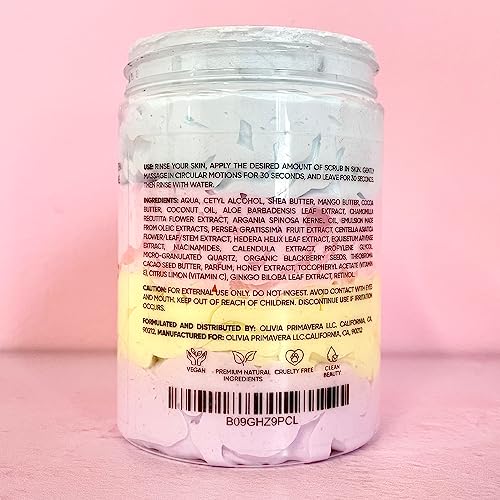 Olivia Beauty Exfoliating Body Scrub for Women - Buttocks & Breasts, All Natural Moisturizing Formula to Smooth, Exfoliate, and Restore Dry, Sensitive Skin - Provides Lasting Care and Pure Grace 10 Oz