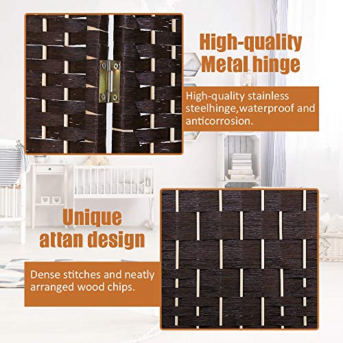 Room Dividers and Folding Privacy Screens 6 Panel 70.6 Inch Tall Portable Room Seperating Divider w/ 2 Display Shelves Solid Wood Room Partitions Freestanding for Home, Office, Restaurant