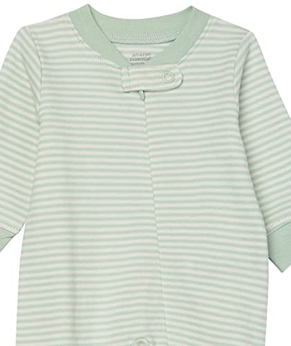 Amazon Essentials Unisex Babies' Footed Zip-Front Sleep and Play, Pack of 3, Light Pink Berry/Mint Green Stripe/Strawberries, Preemie