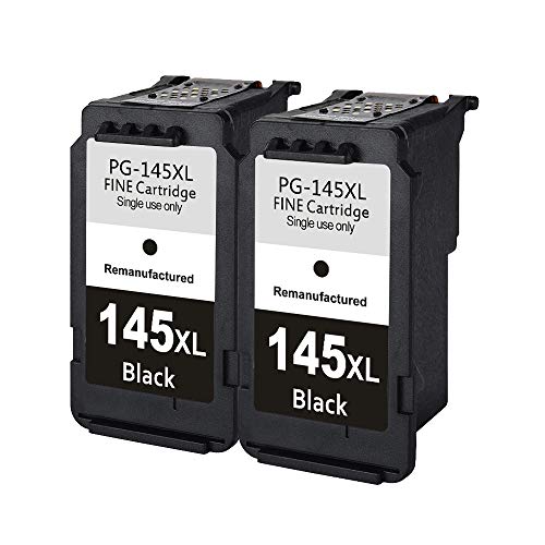 Remanufactured for Canon PG-145XL Black Ink Cartridge PG-145 Ink Cartridges Replacement for Canon Pixma iP2810 MG2410 MG2510 MG2910 MG3010 Printer 2 Black