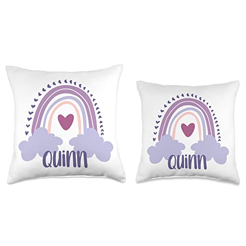 Cute Rainbow Name Designs Quinn Personalized Custom Name Rainbow Cute Colorful Throw Pillow, 16x16, Multicolor