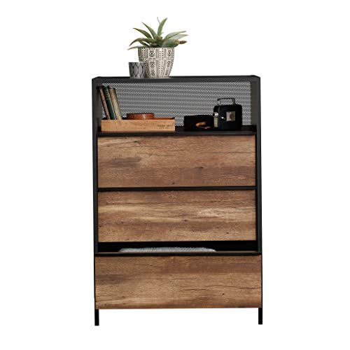 Sauder Boulevard Café 3-Drawer Chest, L: 29.13" x W: 17.48" x H: 42.68", Black Finish