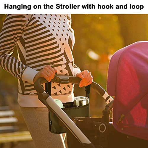 Beautyflier Universal Baby Stroller Organizer with Insulated Cup Holder and Shoulder Strap, Fits for Stroller like Uppababy, Baby Jogger, Britax, Bugaboo, BOB, Umbrella and Pet Stroller, Pockets for Carrying Diaper, Phone, Keys, Toys and Snacks (Black)
