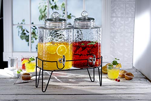 Style Setter Hamburg Dispensers with Stand (Set of 2), Glass, 1.5 Gallons Each