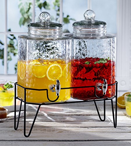 Style Setter Hamburg Dispensers with Stand (Set of 2), Glass, 1.5 Gallons Each