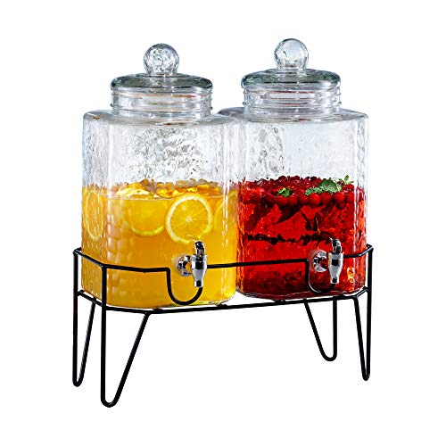 Style Setter Hamburg Dispensers with Stand (Set of 2), Glass, 1.5 Gallons Each