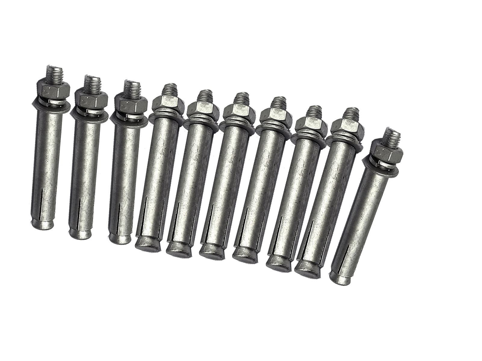 M8 Expansion Bolts，Length 4 Inch Stainless Steel Hex Nuts Sleeve Anchor Fastener,10-Pack（M8X100）(4 inches 10pc)
