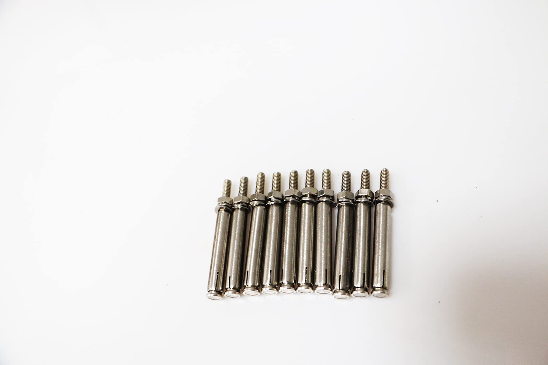 M8 Expansion Bolts，Length 4 Inch Stainless Steel Hex Nuts Sleeve Anchor Fastener,10-Pack（M8X100）(4 inches 10pc)