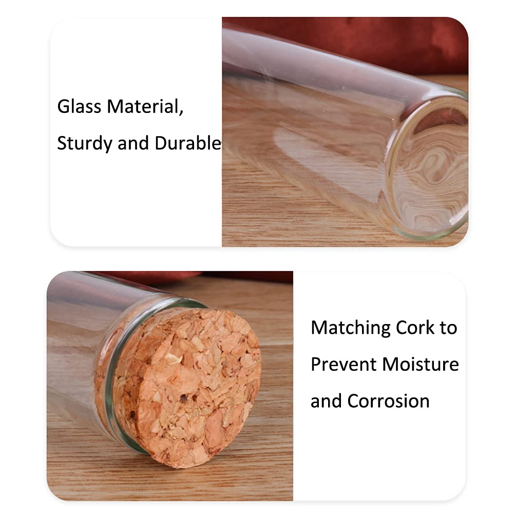 VASANA 10PCS 60ml/2oz Test Tube Glass Vials Bottles Jars Container with Wood Cork Stoppers for Candy Tea Liquid Dispenser (UKZ22404T)