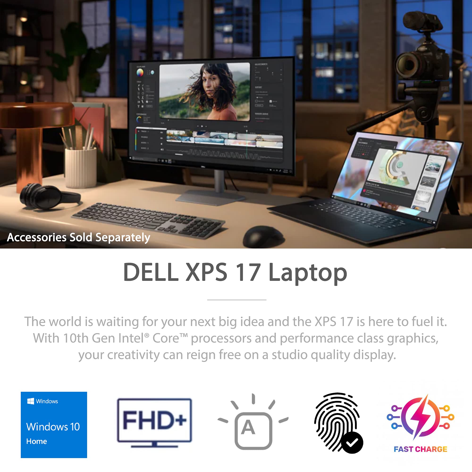 New Dell XPS 17 9700 Laptop, 17" FHD+ InfinityEdge Display, Intel i7-10750H, GeForce GTX 1650Ti, 32GB RAM, 512GB SSD, IR Camera, Backlit Keyboard, Fingerprint Reader, Wi-Fi 6, Thunderbolt, Win 10 Home