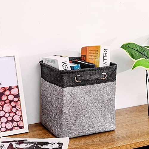 Fabric Cube Storage Bins 10.5" x 10.5" x 11", Clothes Storage Basket with Handle for Cube Organizer, Shelf, Closet, Nursery, Office, Laundry Room (Set of 6, Dark Grey)