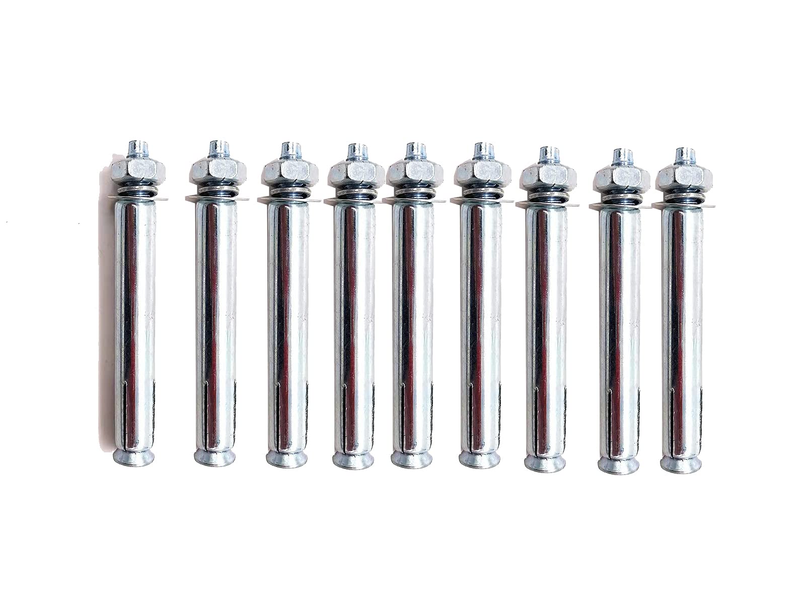 M8 Expansion Bolts,Length 4 Inch Stainless Steel Hex Nuts Sleeve Anchor Fastener,10-Pack(M8X100)(4 inches 10pc)