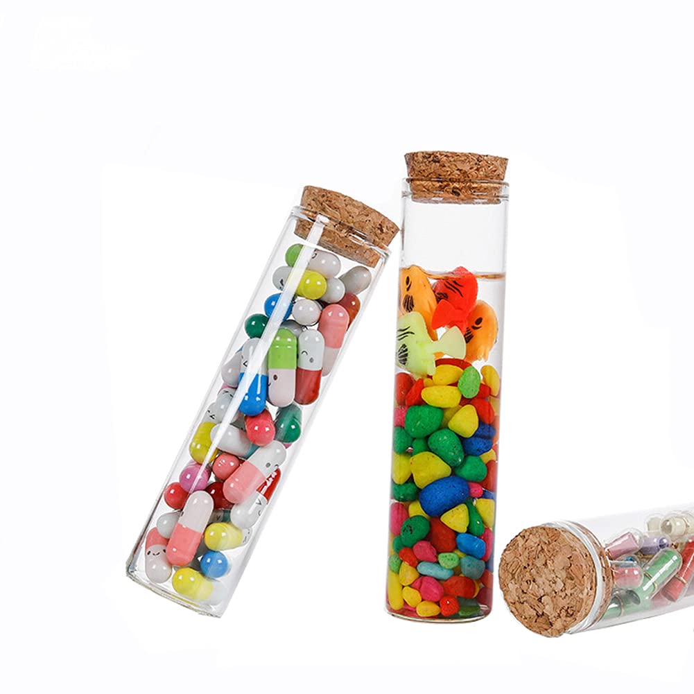 VASANA 10PCS 60ml/2oz Test Tube Glass Vials Bottles Jars Container with Wood Cork Stoppers for Candy Tea Liquid Dispenser (UKZ22404T)