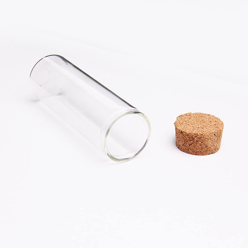 VASANA 10PCS 60ml/2oz Test Tube Glass Vials Bottles Jars Container with Wood Cork Stoppers for Candy Tea Liquid Dispenser (UKZ22404T)