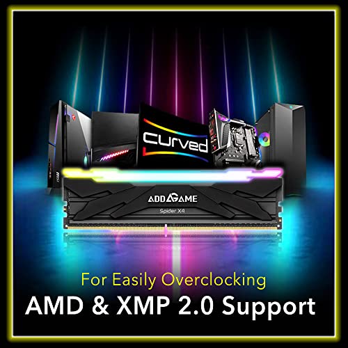 addlink AddGame Spider X4 RGB DDR4 RAM 32GB (2x16GB) Gaming 3200MHz with Heatsink 288-Pin, CL16 1.35V Intel XMP 2.0, UDIMM Dual Channel, Compatible Desktop Computer Memory - Black (AG16GB32C16X4UBX2)