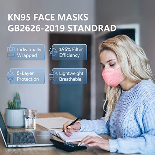 HALIDODO Individually Wrapped, 60 Packs KN95 Face Mask, 5-Ply Breathable Comfortable Safety Mask with Over 95% Filtering(Black)