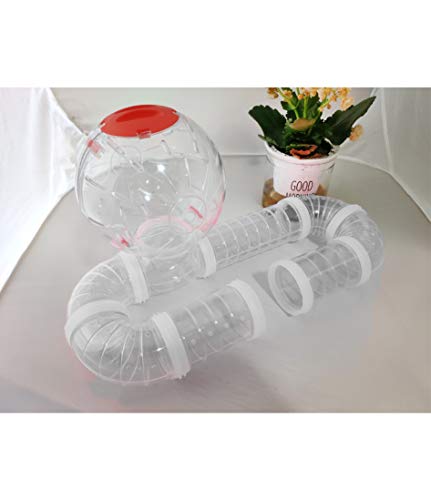 WishLotus Hamster Tubes with 2 Pipe Connection Plates, Adventure External Pipe Set Creative Transparent DIY Connection Tunnel Track to Expand Space Hamster Cage Accessories Hamster Toys (Clear)