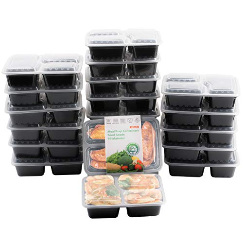 Pinshion 20 Pack Meal Prep Containers 3 Compartment Bento Box 1050ML/ 36 OZ Microwavable Food Containers with lids, Food Storage Containers, Durable Plastic Reusable Food Storage Containers