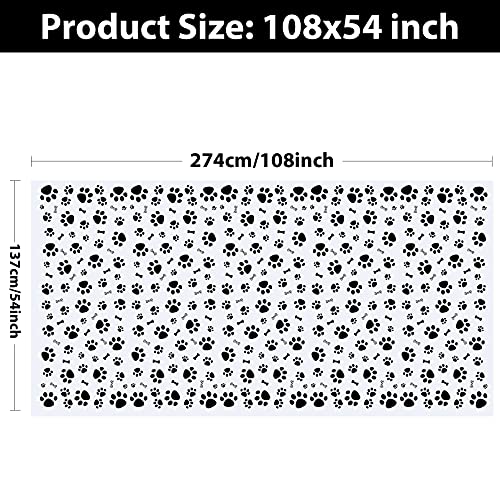 3 Pack Puppy Dog Pet Paw Print Plastic Tablecloth Table Cover,Large Paw Print and Bone Sign Plastic Disposable Rectangle Table Cover for Pet Dog Themed Birthday Party Decorations,54x108 inch