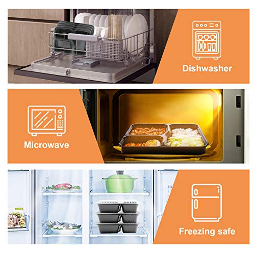 Pinshion 20 Pack Meal Prep Containers 3 Compartment Bento Box 1050ML/ 36 OZ Microwavable Food Containers with lids, Food Storage Containers, Durable Plastic Reusable Food Storage Containers