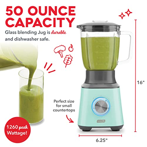Dash Quest 50 oz Countertop Kitchen Blender, Professional Heavy Duty High Speed Processor and Mixer, Aqua