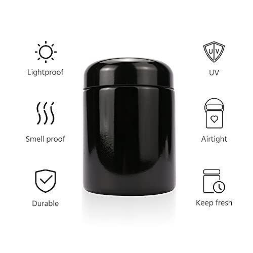 KOSRAE Smell Proof Jar, Airtight Glass Container, UV Protected (250ml, 0.5 Oz)