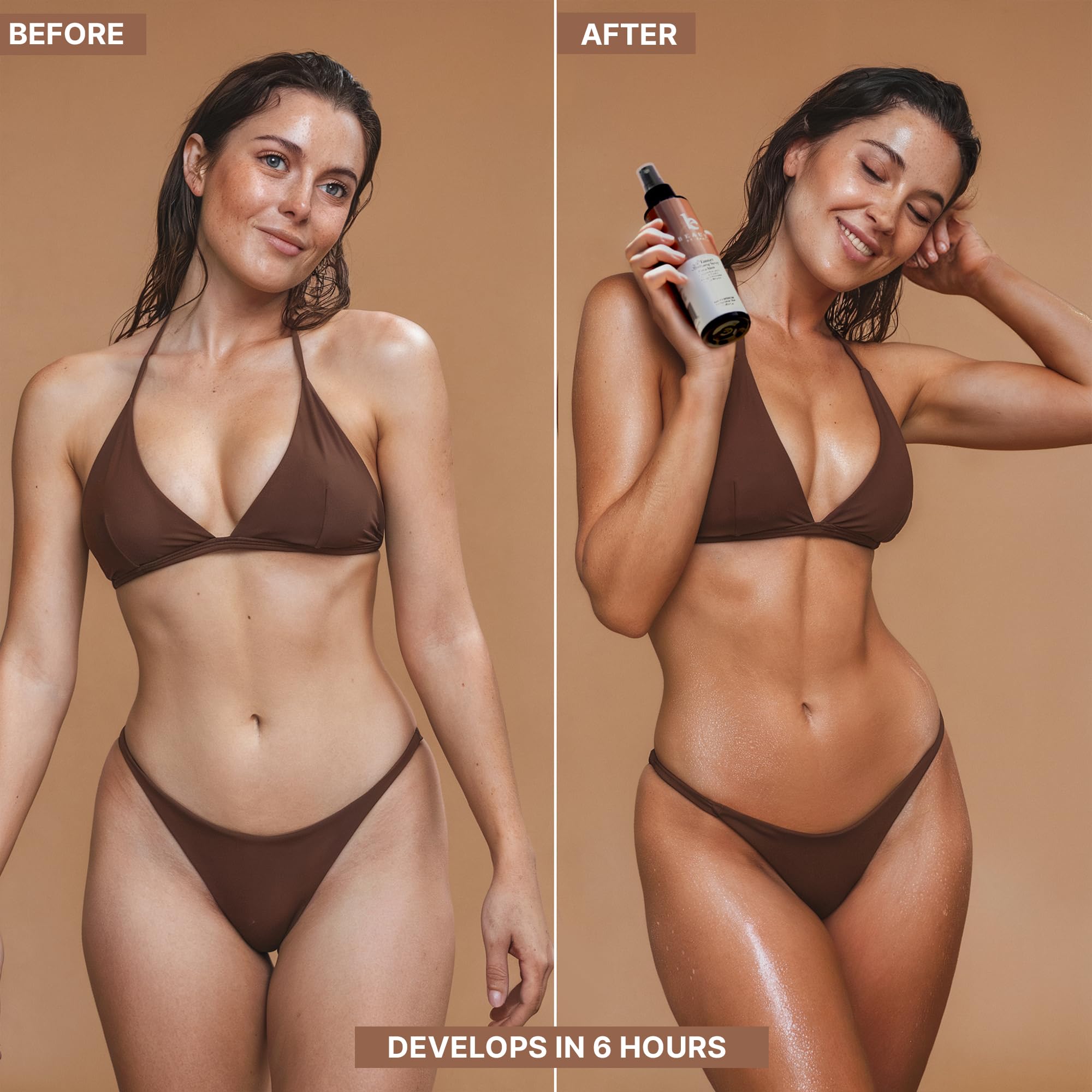 Self Tanner Spray - USA Made with Natural & Organic Ingredients, Fast Drying Spray Tan for Pale Skin, Non Toxic Gradual Tanning Spray, Sunless Tanning Water for Women & Men, Medium to Dark