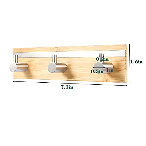 Picowe Key Holder Wall Key Rack Adhesive Bamboo Key Hooks Key Hanger Key Organizer for Wall for Kitchen Bathroom Mudroom Hallway Entryway