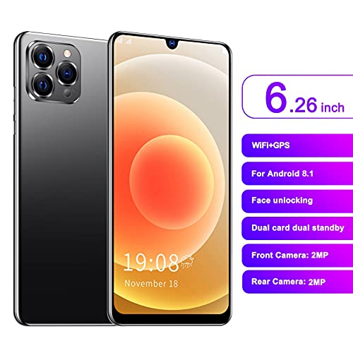 Dilwe1 i12 Pro MAX Unlocked Smartphone,6.7in HD Bang Screen Mobile,1+8G Dual Sim Cell Phone Support 128G Memory Card for Android 6.0 Black(US)