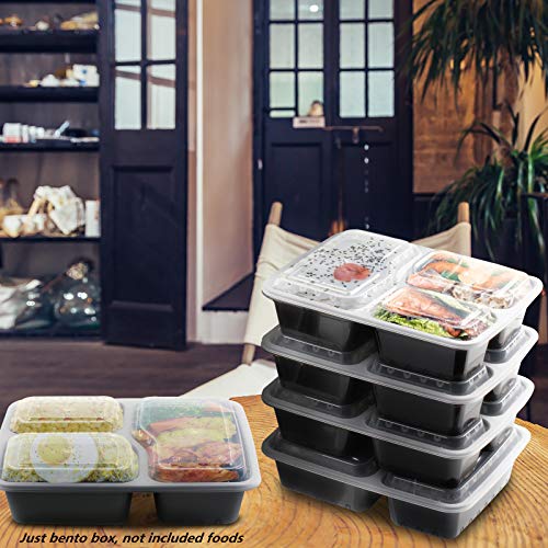 Pinshion 20 Pack Meal Prep Containers 3 Compartment Bento Box 1050ML/ 36 OZ Microwavable Food Containers with lids, Food Storage Containers, Durable Plastic Reusable Food Storage Containers