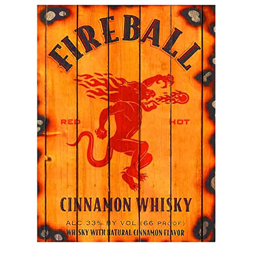 katykana Durable Metal Sign Fireball Distressed Tin Sign Home Vintage Bedroom Funny Retro Parlor Posters Mural Metal Tin Signs Wall Decor 8x12 Inch