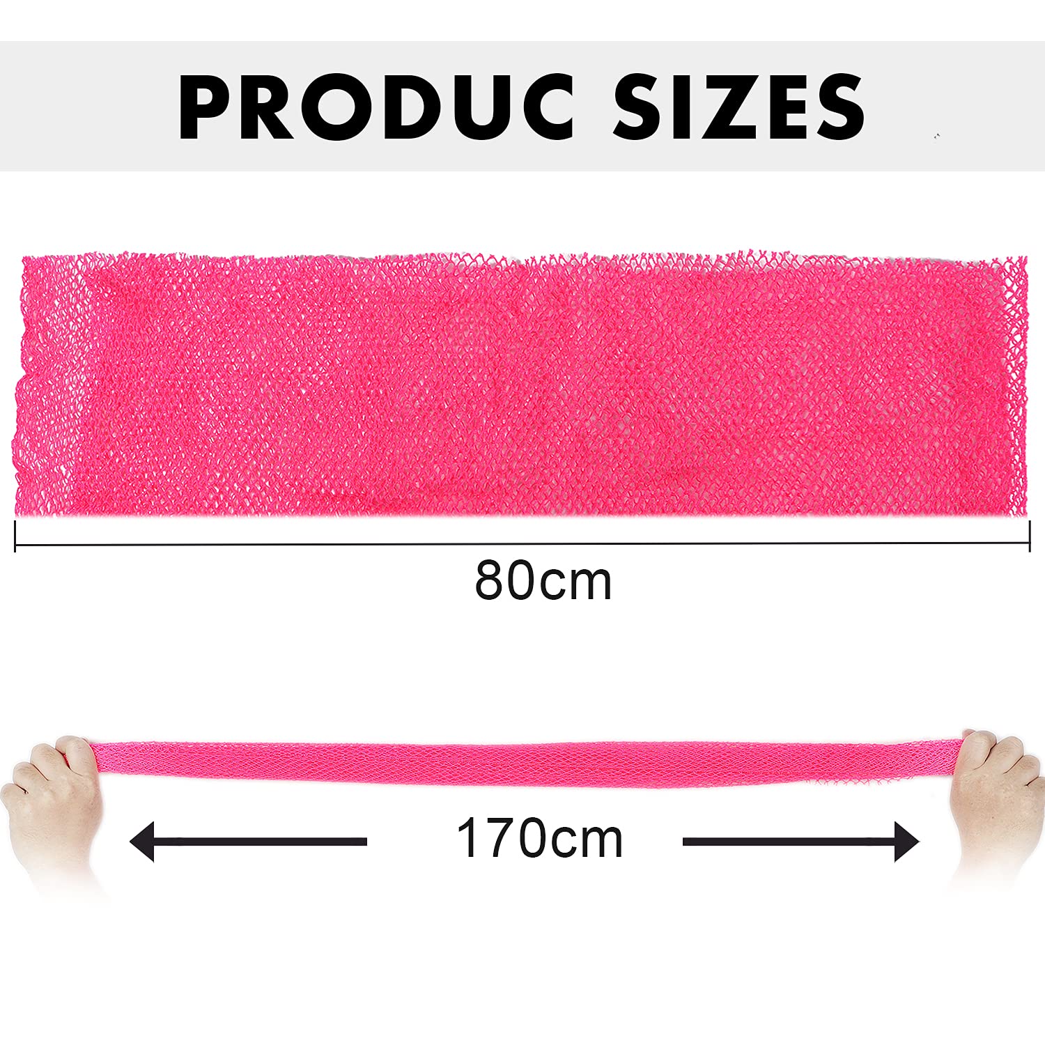African Net Long Bath Net Sponge,JASSINS African Bathing Body Exfoliating Net Shower Body/ Back Scrubber Skin Smoother,Stretch Length to 66 INCH (Pink)