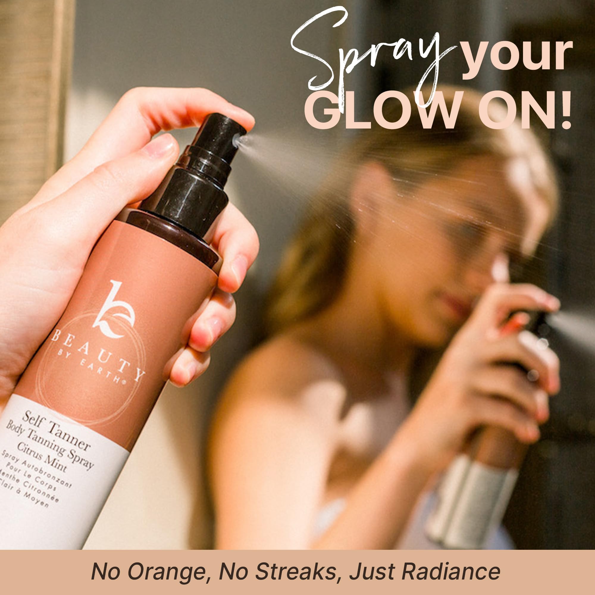 Self Tanner Spray - USA Made with Natural & Organic Ingredients, Fast Drying Spray Tan for Pale Skin, Non Toxic Gradual Tanning Spray, Sunless Tanning Water for Women & Men, Medium to Dark