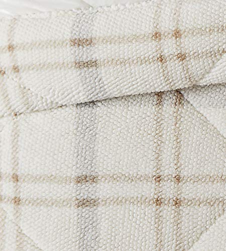 LONDON FOG - Popcorn Plaid Plush Collection - 50x60 Sculpted Sherpa Throw - Grey/Neutral