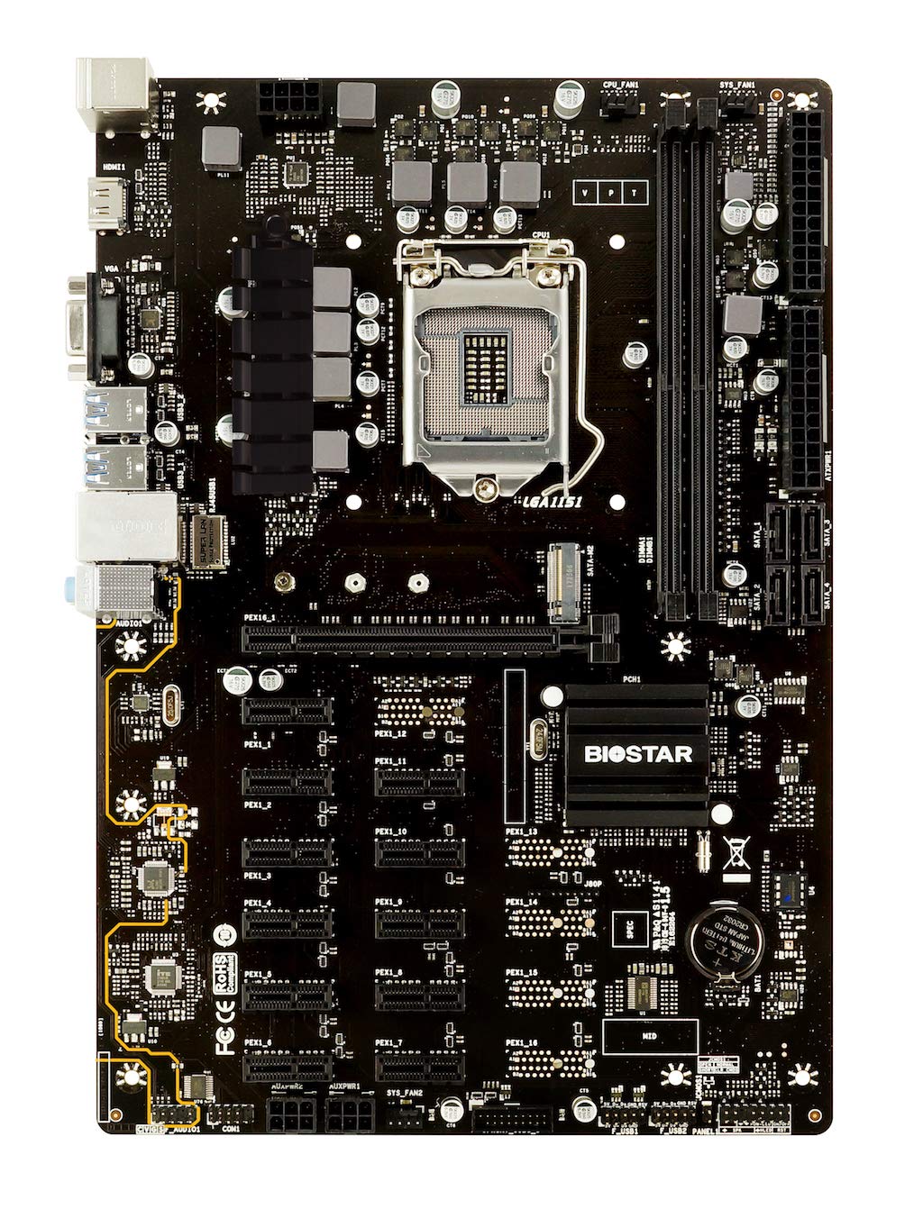 Biostar USA Warranty TB360-BTC PRO 2.0 Core i7/i5/i3 (Intel 8th and 9th Gen) LGA1151 Intel B360 DDR4 12 GPU Mining Motherboard Upgraded Model