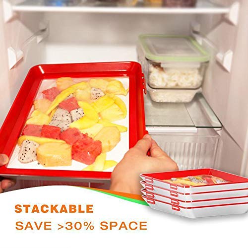 Food Plastic Preservation Tray- stackable food preservation trays- Reusable fresh tray food storage for Vegetable Fruit Meat Kitchen, Office, School (6)