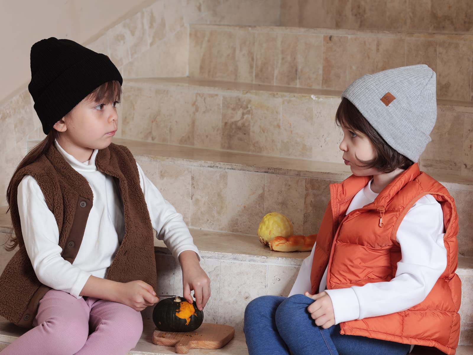 LMLALML 2 Pack Beanie for Baby Boys Soft Knit Baby Winter Hat Stripe Warm Baby Beanies