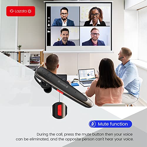 Glazata Wireless Headset with ENC Dual Mic Noise Canceling & Mute Key, apt-X & apt-X HD for Driving, Office, Business, Compatible with Cell Phone and PC 「Black」