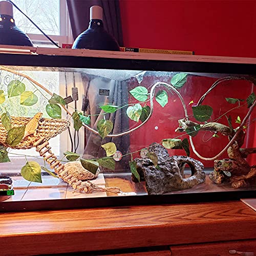 Tfwadmx Large Reptile Hides Lizard Resin Hollow Tree Trunk Hideout Bendable Vines Leaves Bearded Dragon Tank Accessories Gecko Habitat Decoration for Chameleon,Snake and Hermit Crabs