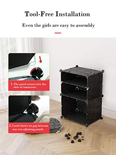 C.G Life 6-Tiers Stackable 24-30 pairs Freestanding Shoe Storage Cabinets with Adjustable Shelving,Black Shoe Shelf Organizer for Bedroom, Closet, Entryway, Dorm Room,Garage,Shoe Rack have 6 cubes