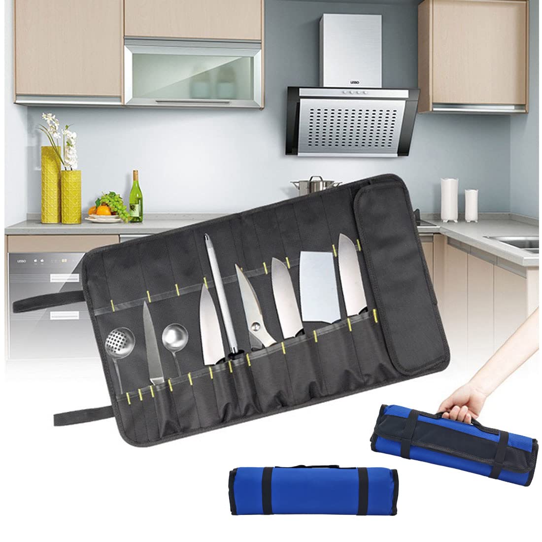 Chef 22 Slots Knife Roll Bag Knife Bag (BLUE)