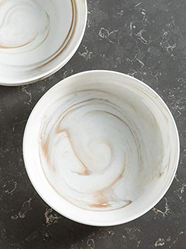 YHOSSEUN Ceramic Salad Bowl,10-inch Porcelain Serving Bowls for Pasta Fruit Snacks, 1.9 Quarts Large Stackable Dinner Serving Bowl Set of 2, Brown