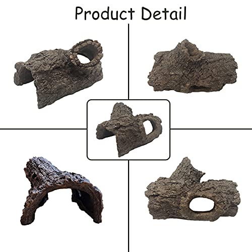 Tfwadmx Large Reptile Hides Lizard Resin Hollow Tree Trunk Hideout Bendable Vines Leaves Bearded Dragon Tank Accessories Gecko Habitat Decoration for Chameleon,Snake and Hermit Crabs