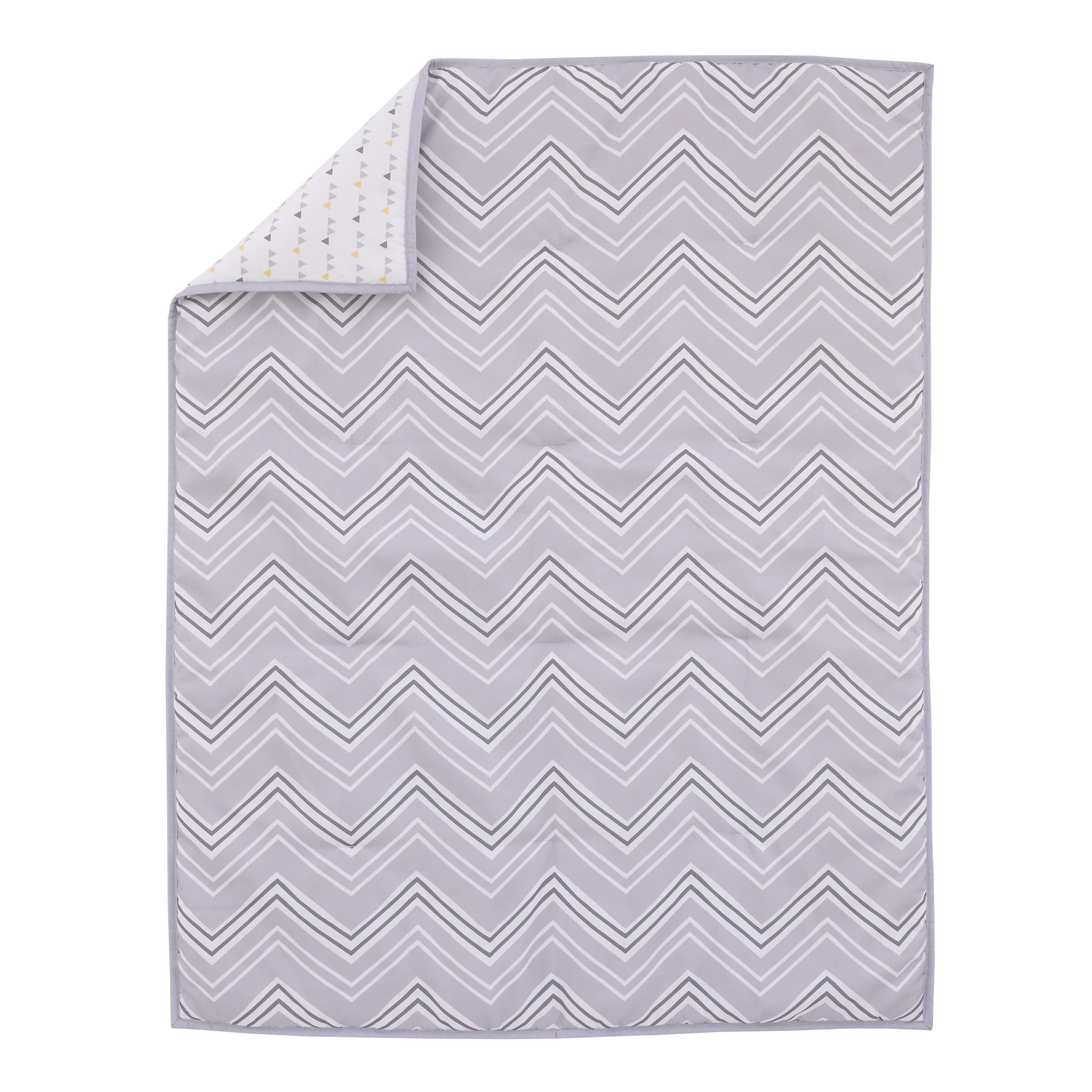 NoJo Little Love Grey and White Chevron 3 Piece Crib Bedding Set - Comforter, Fitted Crib Sheet and Dust Ruffle