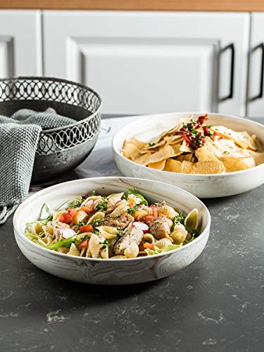 YHOSSEUN Ceramic Salad Bowl,10-inch Porcelain Serving Bowls for Pasta Fruit Snacks, 1.9 Quarts Large Stackable Dinner Serving Bowl Set of 2, Brown