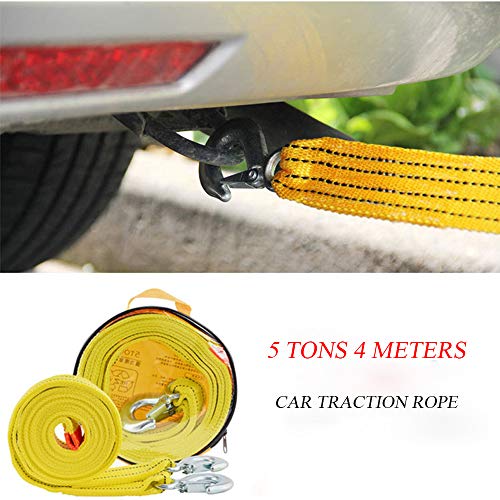 Heavy Duty Tow Strap with Safety Hooks, Double-Layer Trailer Rope 2β x 13β | 11000 LB Capacity Trailer Belt, for Vehicle Recovery, Hauling, Stump Removal & Much More,Tow Rope Yellow Shackle