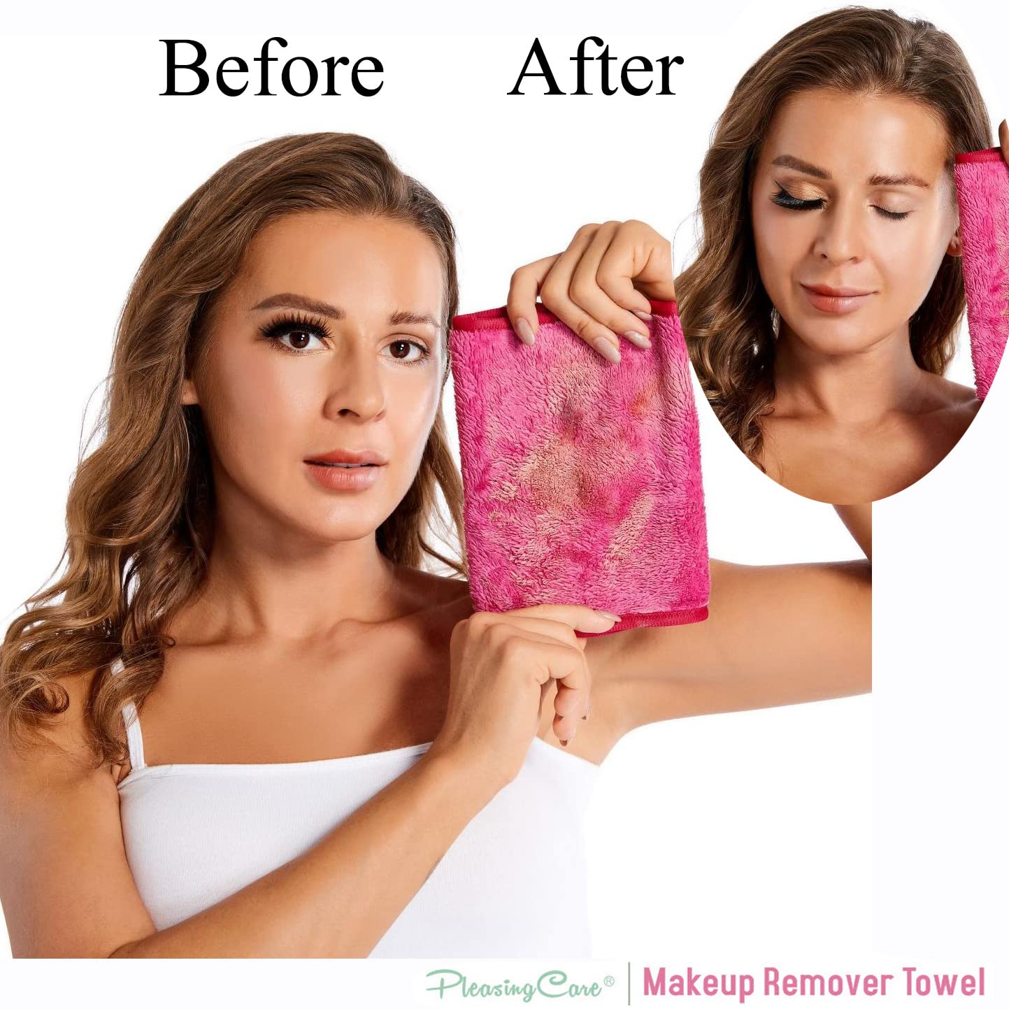 Makeup Remover Cloth Cleansing Towel - Chemical Free - Move Makeup Instantly with Just Water (3 Burgundy)