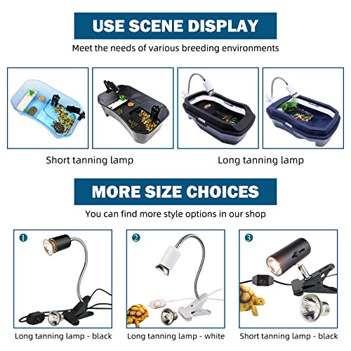 BINANO Heat Lamp for Reptiles Turtle with 25W/50W UVB UVA Bulb with Adjustable Heat Switch with 360 Adjustable Angle&Strong Clips for Reptiles Aquarium/Tank