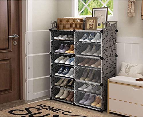 C.G Life 6-Tiers Stackable 24-30 pairs Freestanding Shoe Storage Cabinets with Adjustable Shelving,Black Shoe Shelf Organizer for Bedroom, Closet, Entryway, Dorm Room,Garage,Shoe Rack have 6 cubes
